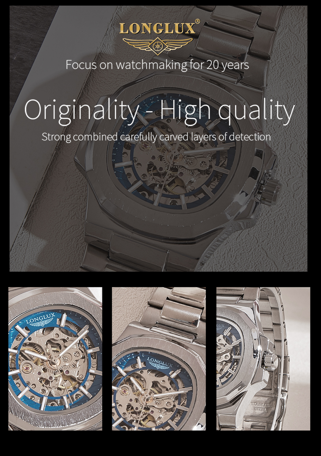 Automatic watch for men waterproof original business luxury mechanical ...