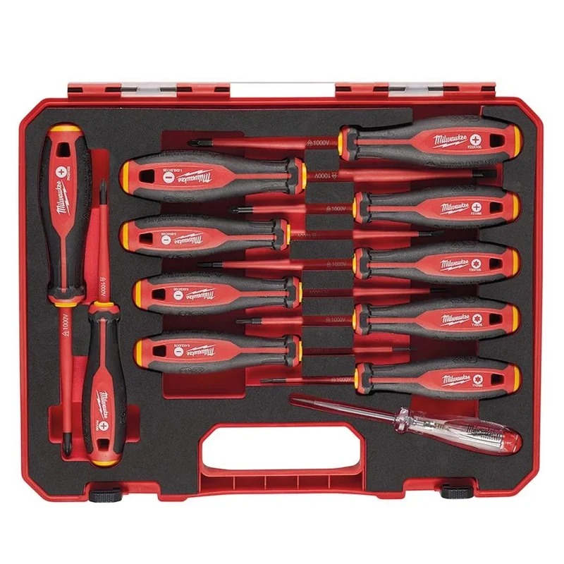 Milwaukee 4932479095 12-piece VDE Screwdriver Magnetized Tip Industrial ...
