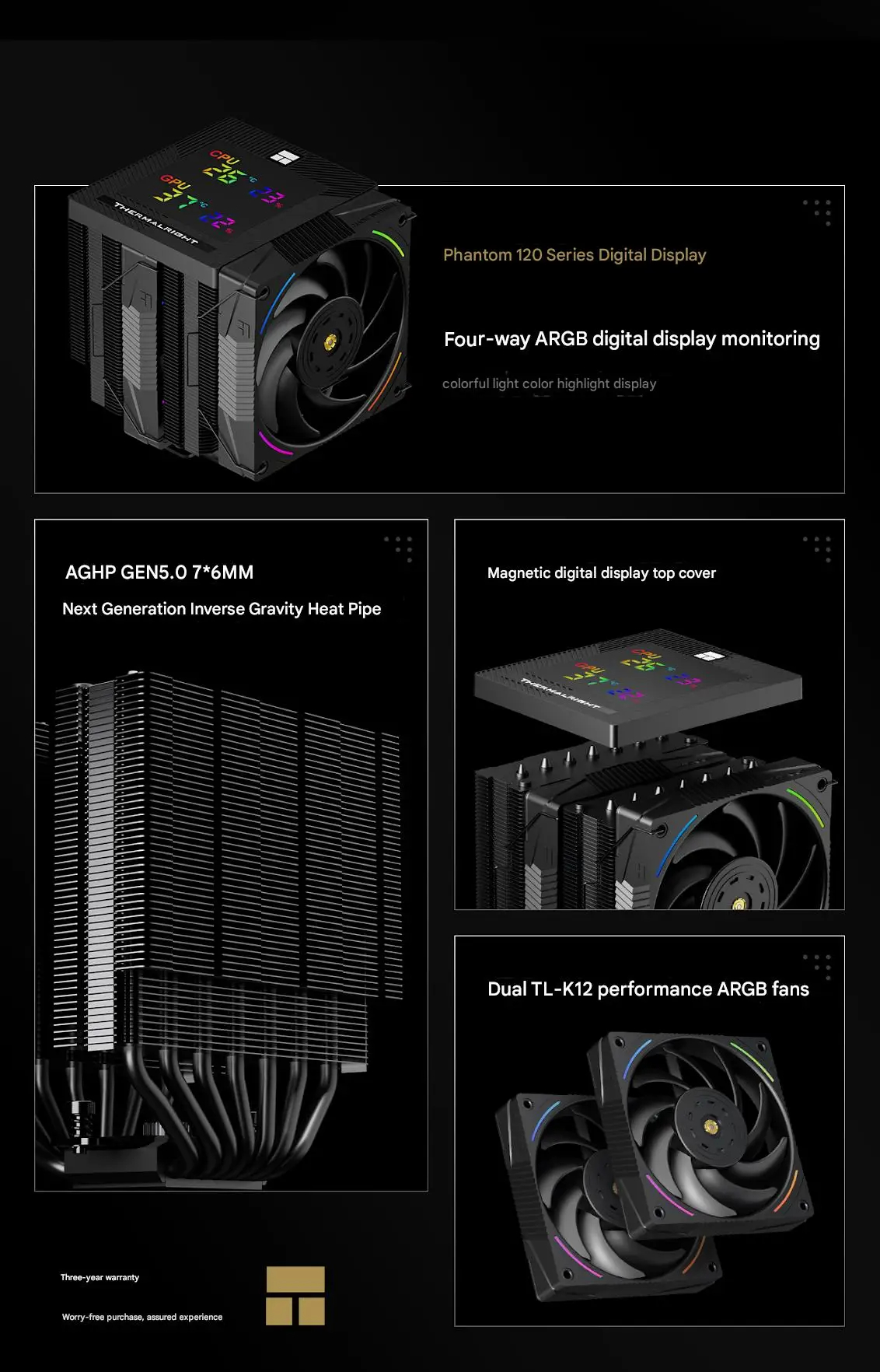 Thermalright PS120 DIGITAL EVO Cpu Cooler ARGB PC CPU Air Cooler ...