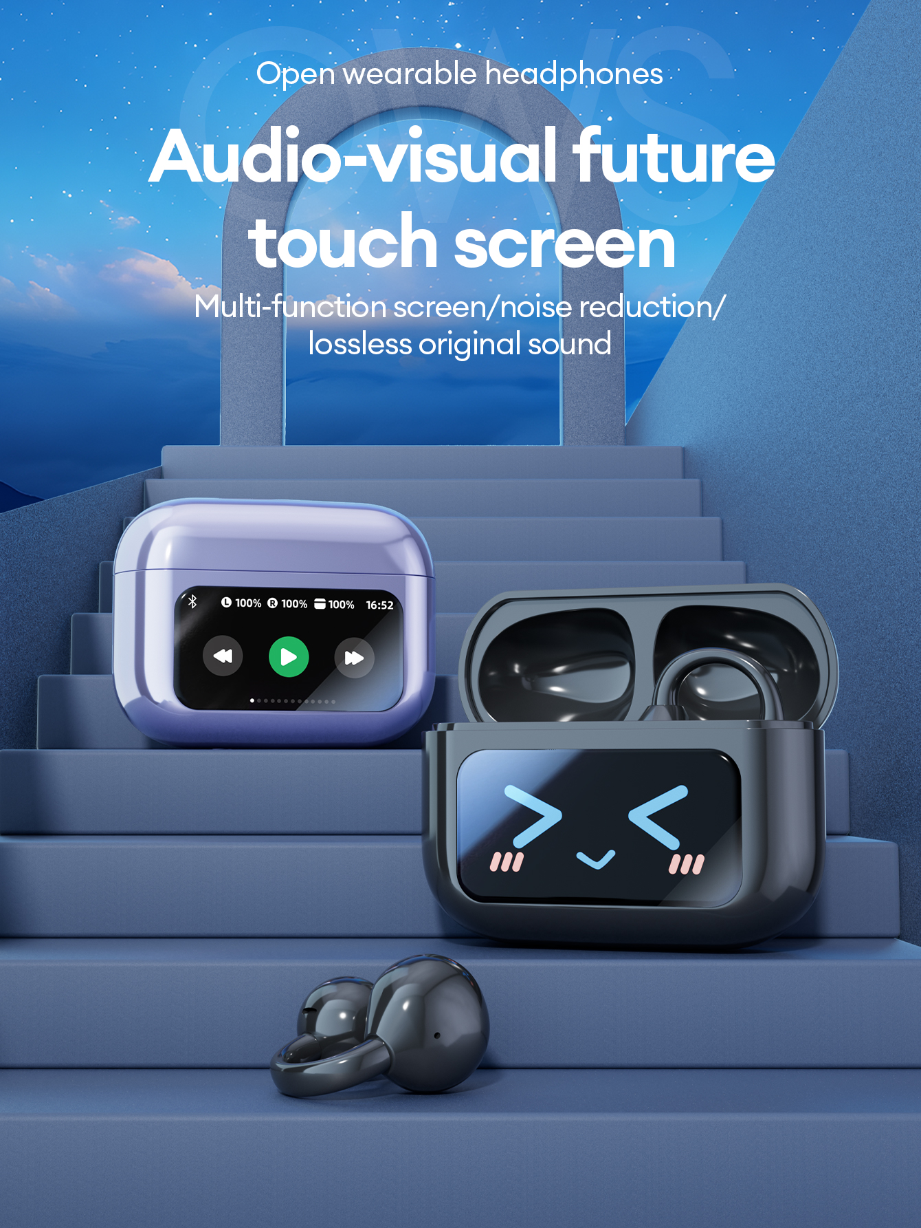 HYUNDAI M100 Bluetooth 5.4 Wireless Earbuds Touch Screen Microphone ...