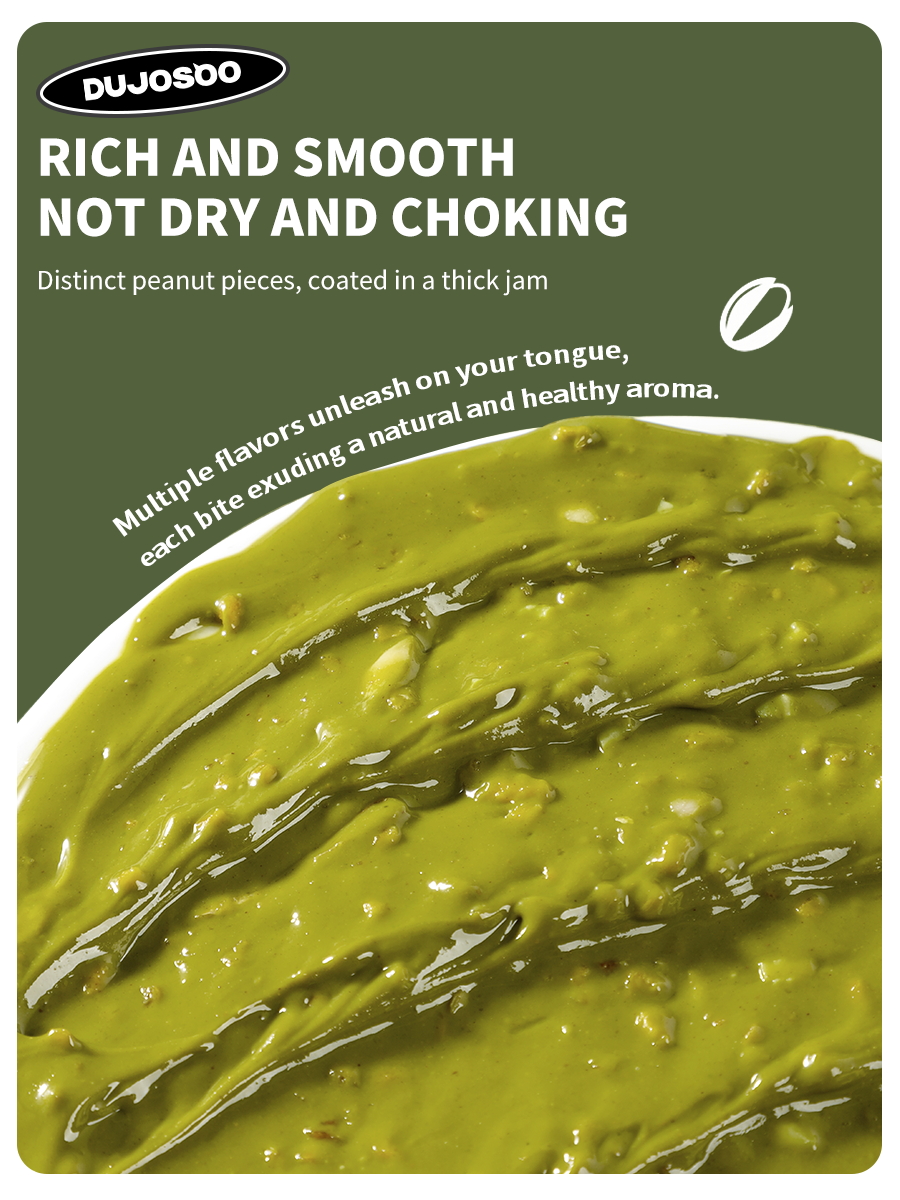 DUJOSOO Matcha Pistachio Peanut Butter Triple Texture Peanut granules ...