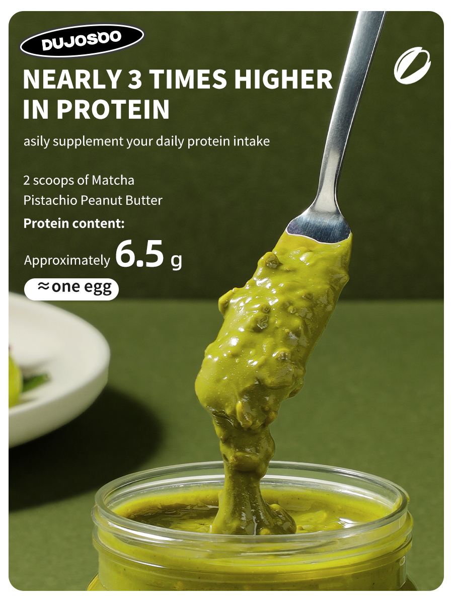 DUJOSOO Matcha pistachio Roasted peanut butter 54% high protein 0 ...