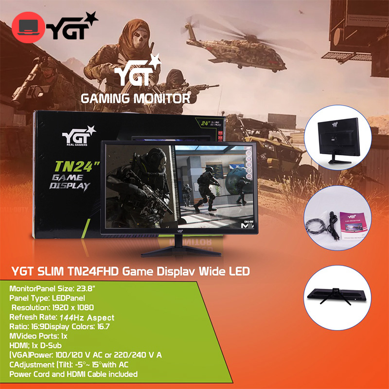 YGT 144Hz 24 Inch Gaming Monitor 1080P FHD Office/Home Desktop Display ...
