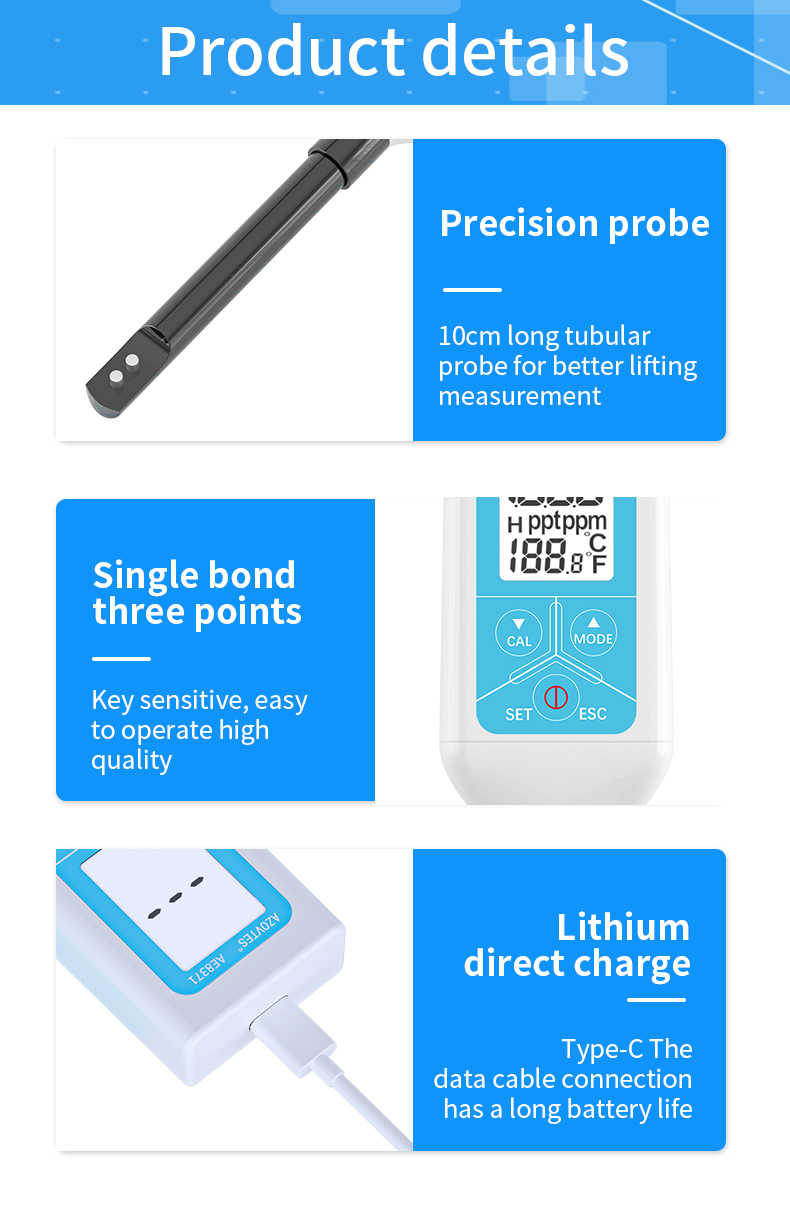 AZOVTES AE8371 salinometer pen-type TDS meter salinity meter high ...