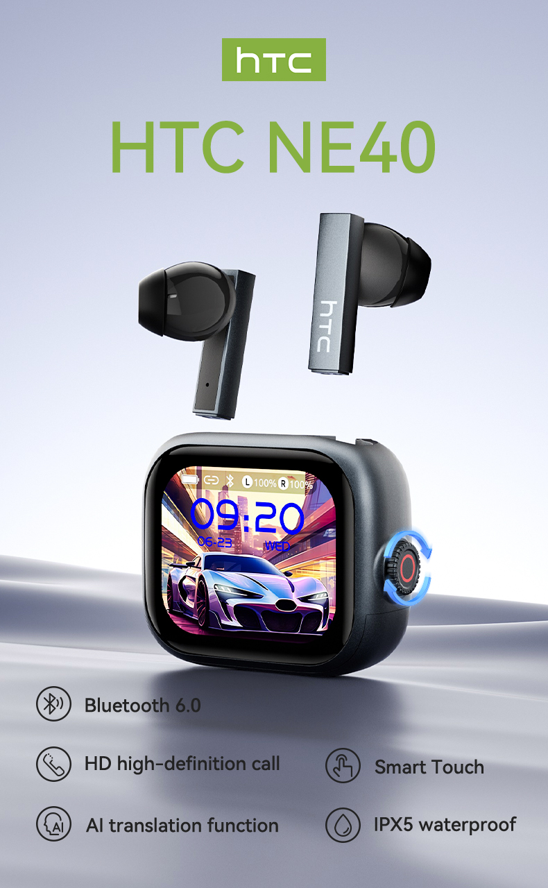 HTC NE40 AI Translation Headphones LCD Smart Touch Bluetooth Headphones ...