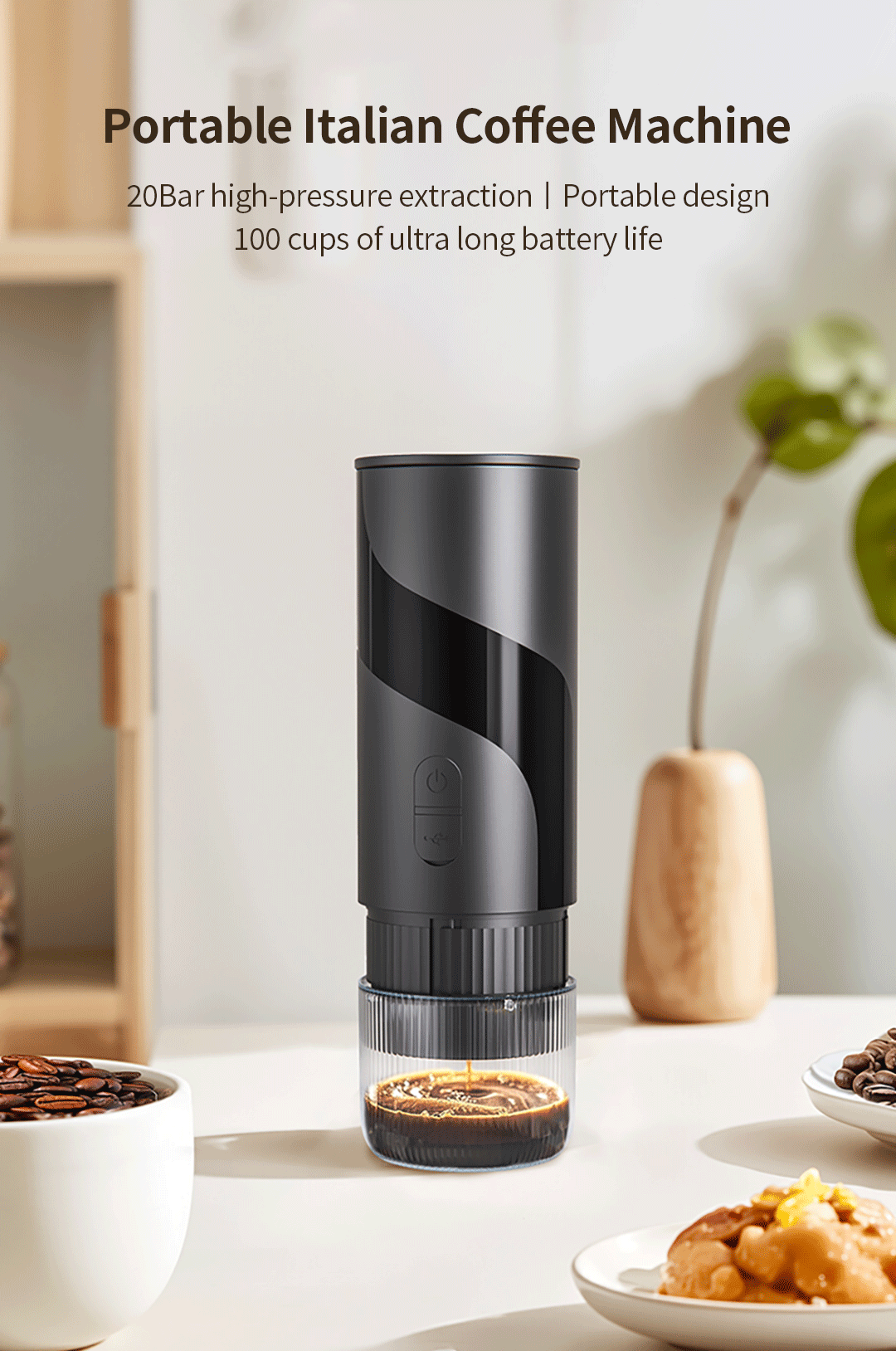 Cliton Portable Coffee Maker, 20-Bar High Pressure, 2-in-1 For Grounds ...