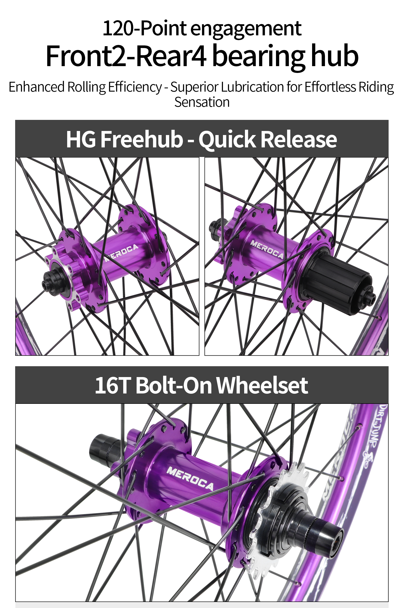 MEROCA Mountain Dirt Jump Bike Wheel Set High Strength 26 27.5-inch ...