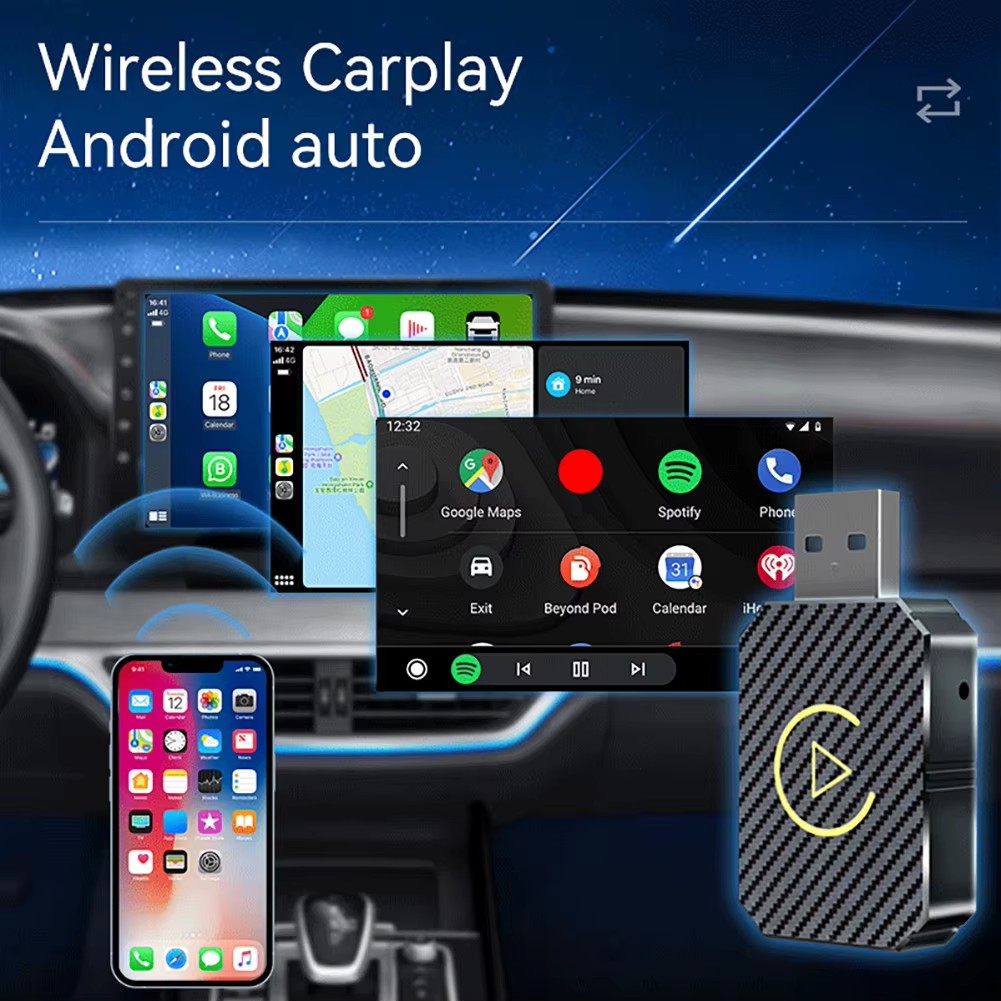 NEW Wireless CarPlay Android Auto Adapter plug&Play 2 in 1 Smart Mini ...