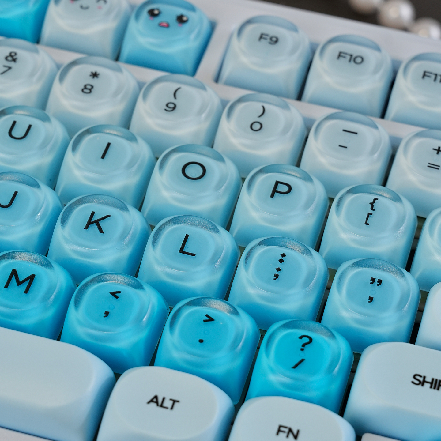 Custom Semi Transparent PC Keycaps 132 Keys Blue Sea HOA Profile Double ...