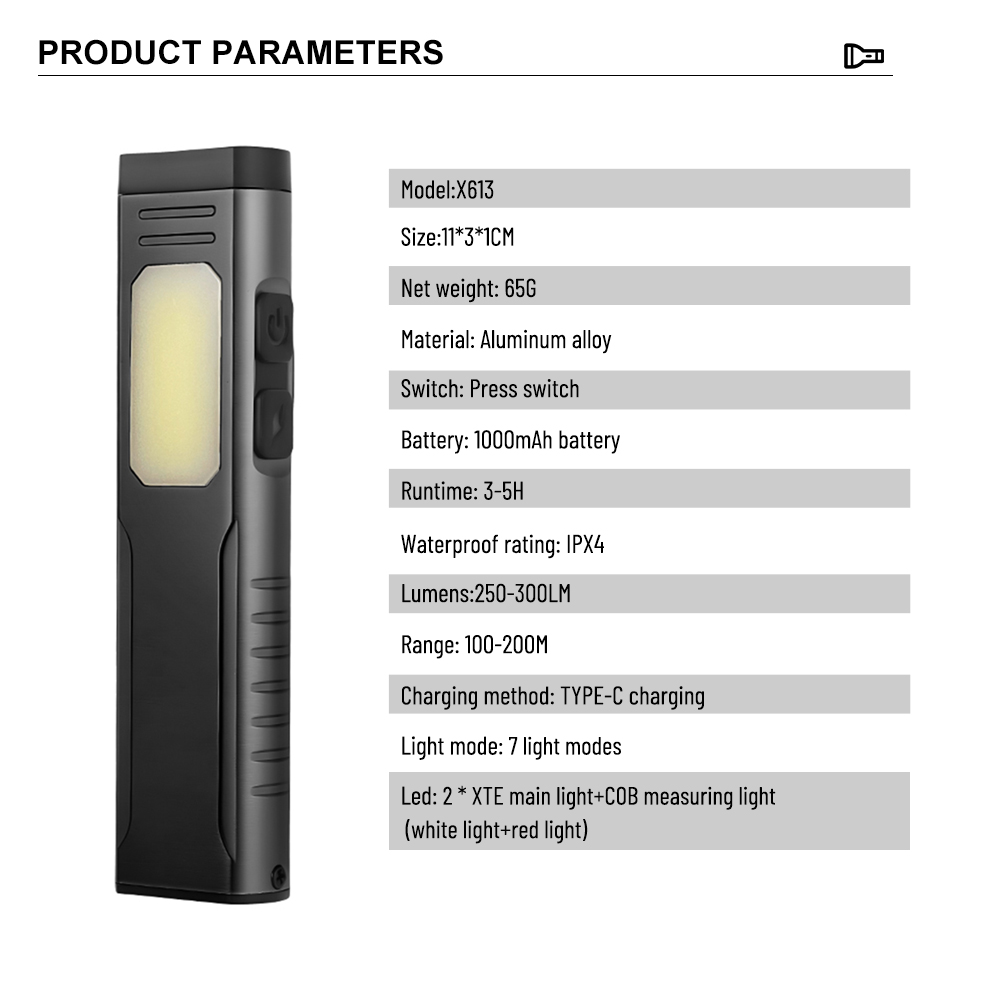 Asafee X613 Flashlight LED 200M Range Red White Light Alarm ...