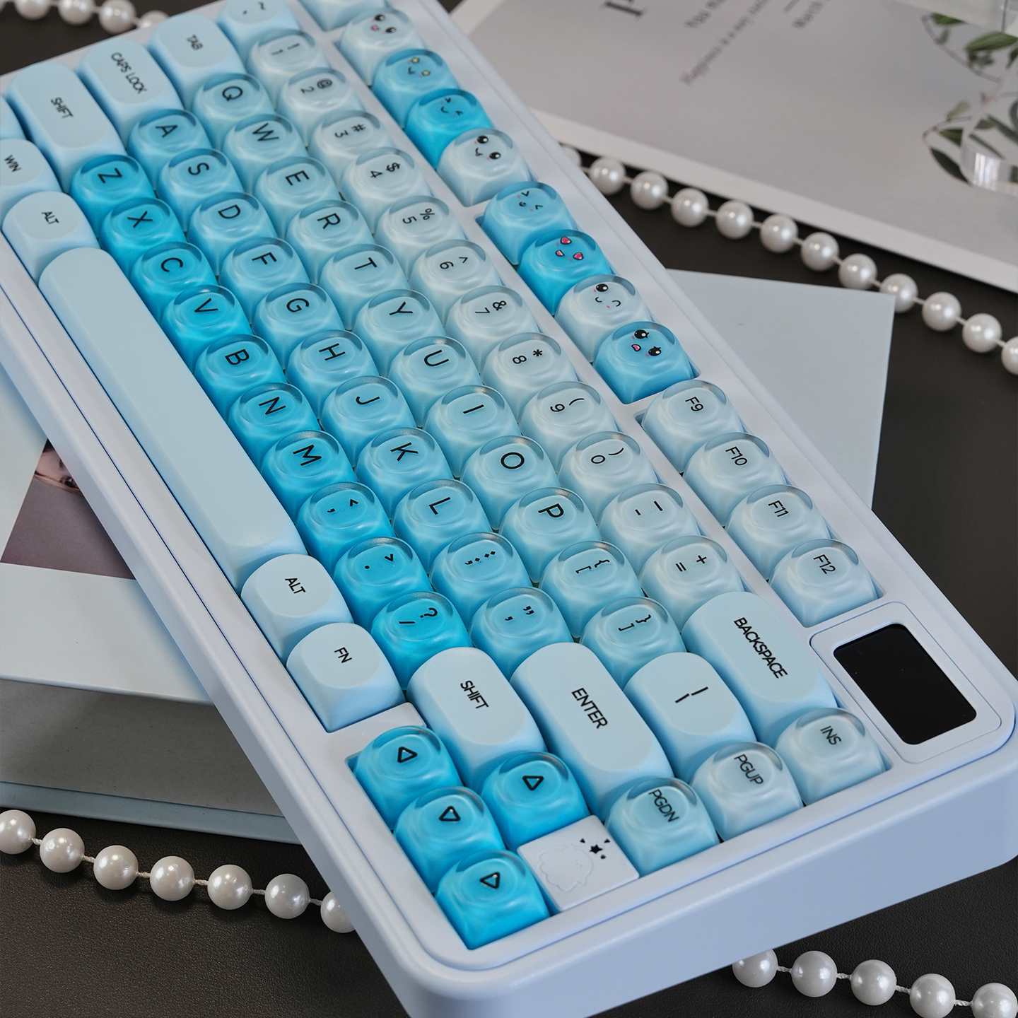 Custom Semi Transparent PC Keycaps 132 Keys Blue Sea HOA Profile Double ...