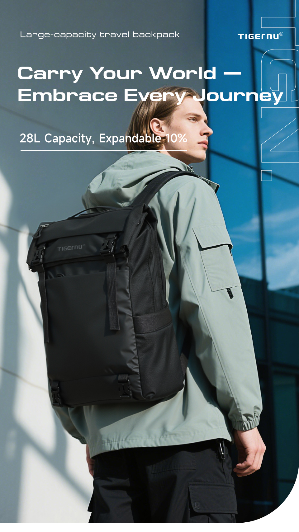 ‌Tigernu 91025 Men's Travel Backpack Expandable 28L City Casual ...