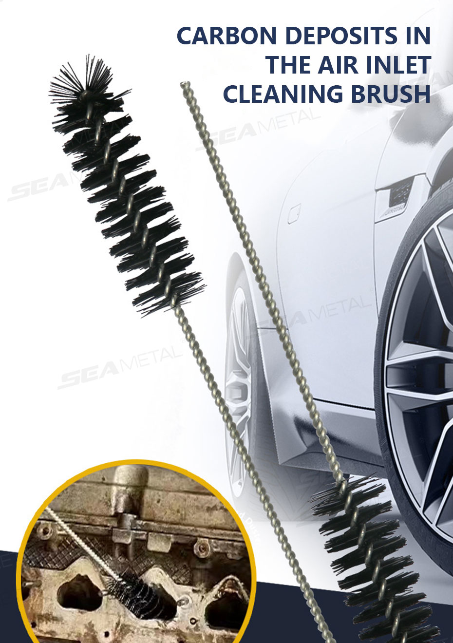 SEAMETAL Car Engine Cleaning Brush Intake Combustion Chamber Cylinder ...