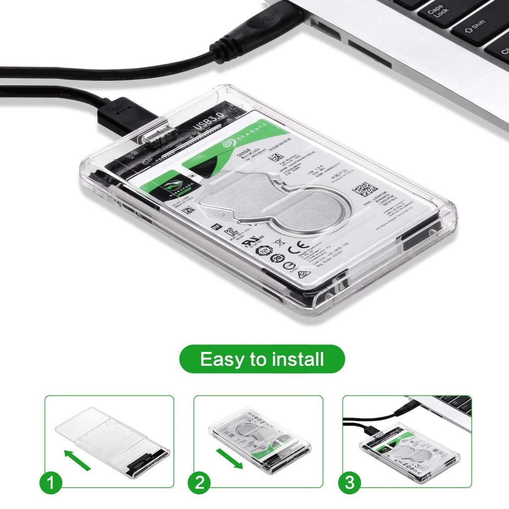 2.5 Inch SATA to USB 3.0 Hard Drive Enclosure External HD Case Full HD ...