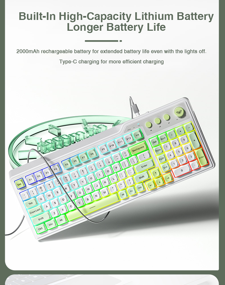 AULA F3099 Membrane Keyboard 99 Keys Tri-mode RGB Multi-function Roller ...