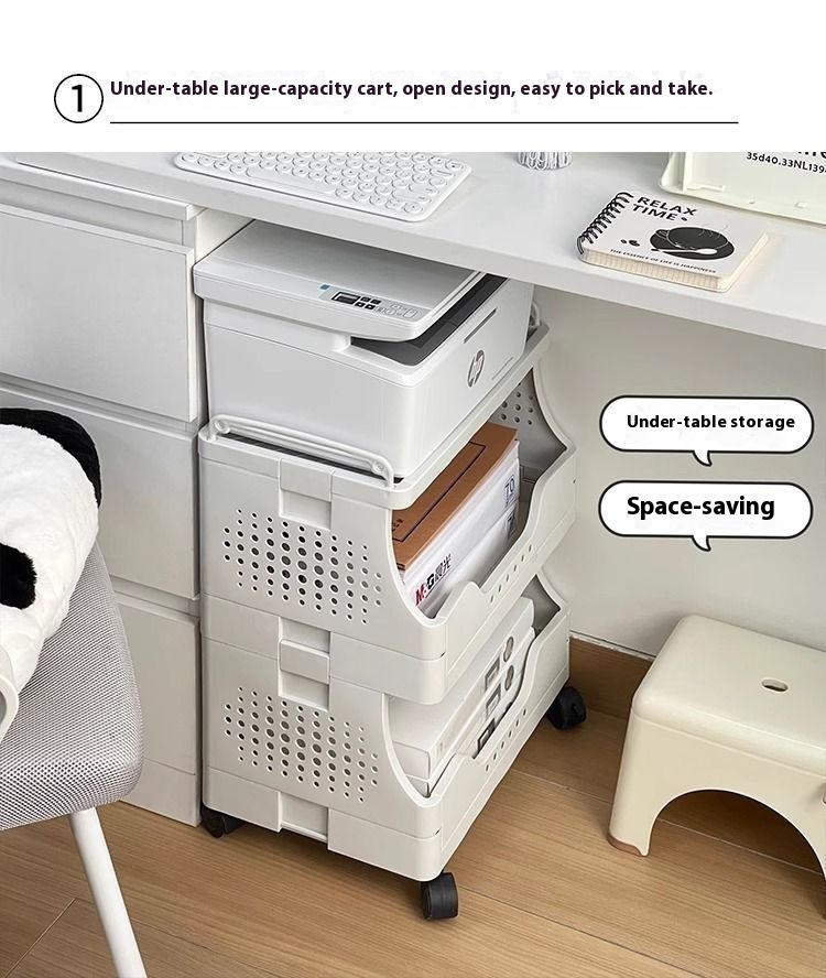 Office File Storage Rack Movable Printer Rack Under Workstation Storage ...