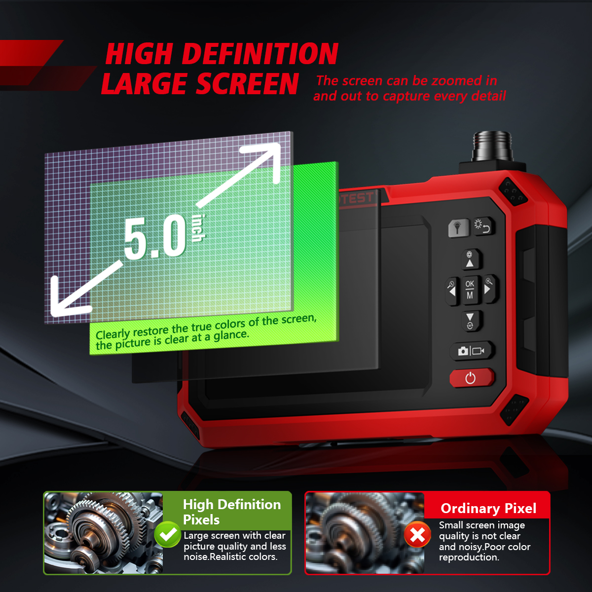 HABOTEST HT669A Industrial Endoscope Dual Lens Borescope Endoscope ...