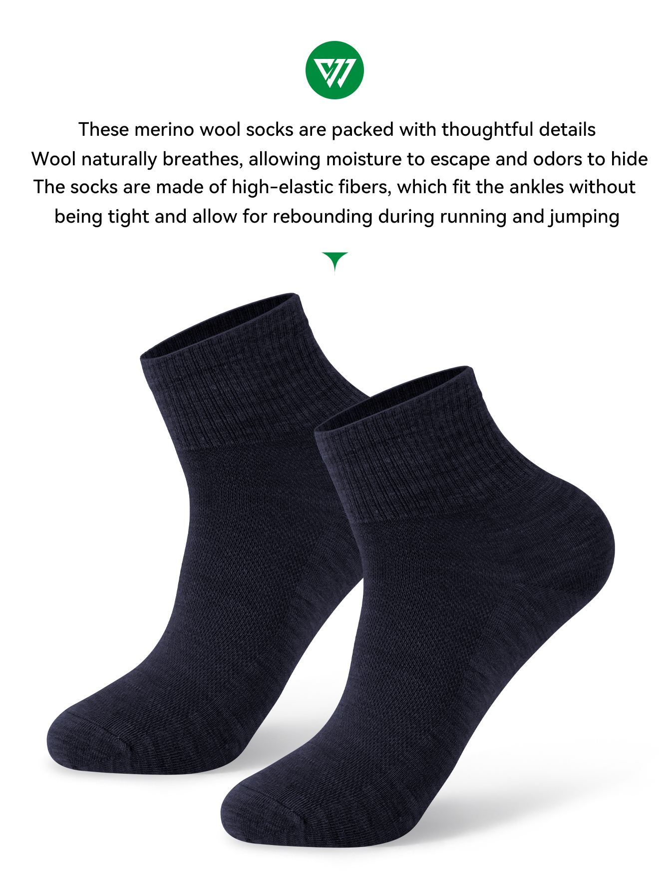 WRELS Short Tube Merino Wool Socks Athletic Running Tennis Golf ...
