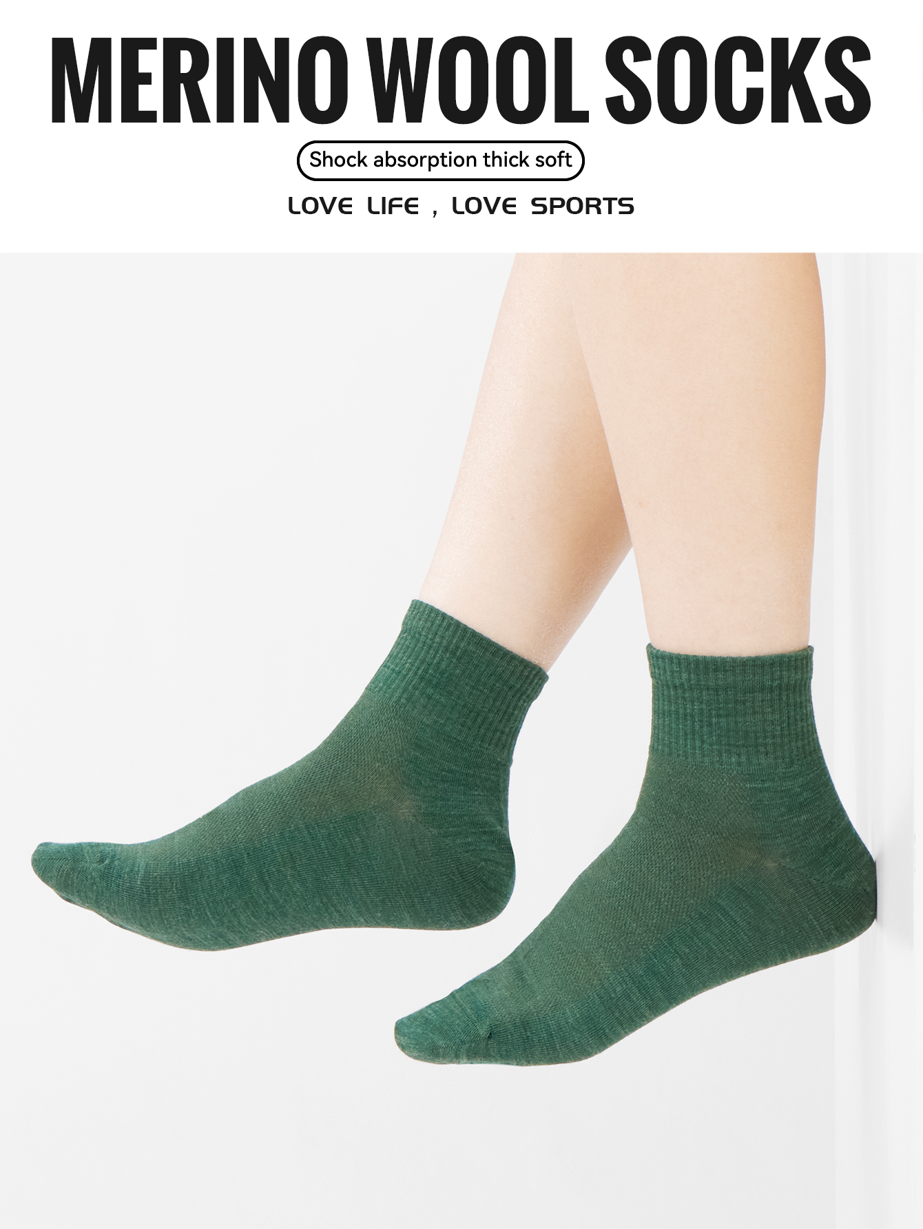 WRELS Short Tube Merino Wool Socks Athletic Running Tennis Golf ...