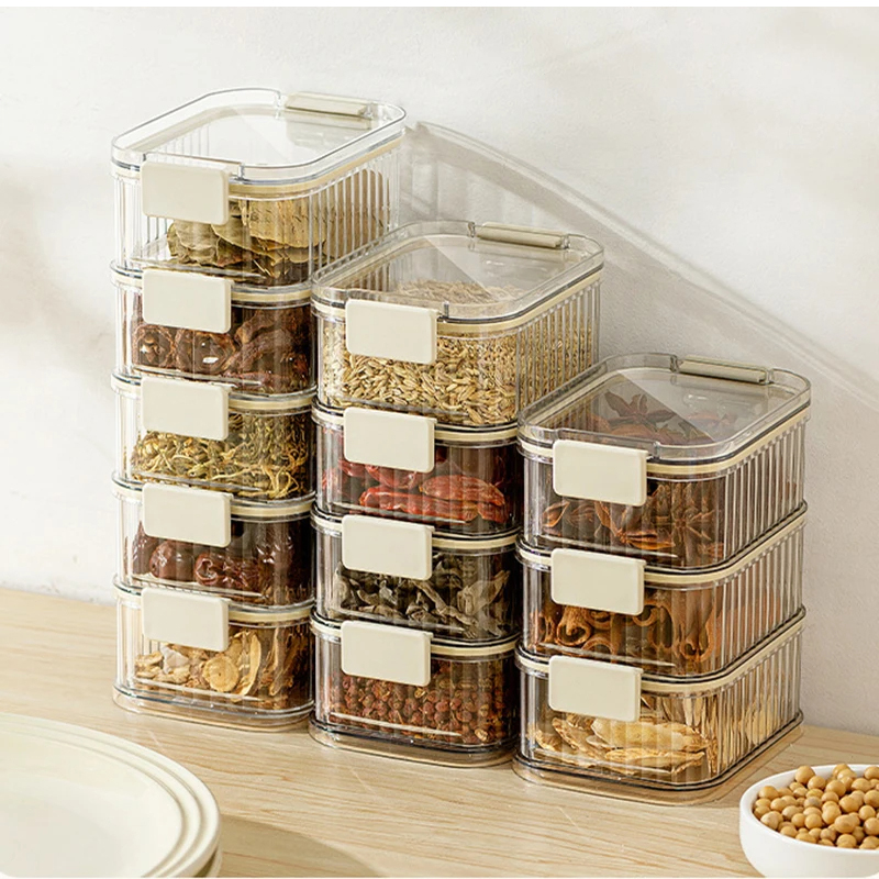 Stackable spice storage box sealed moisture-proof food keep fresh box ...
