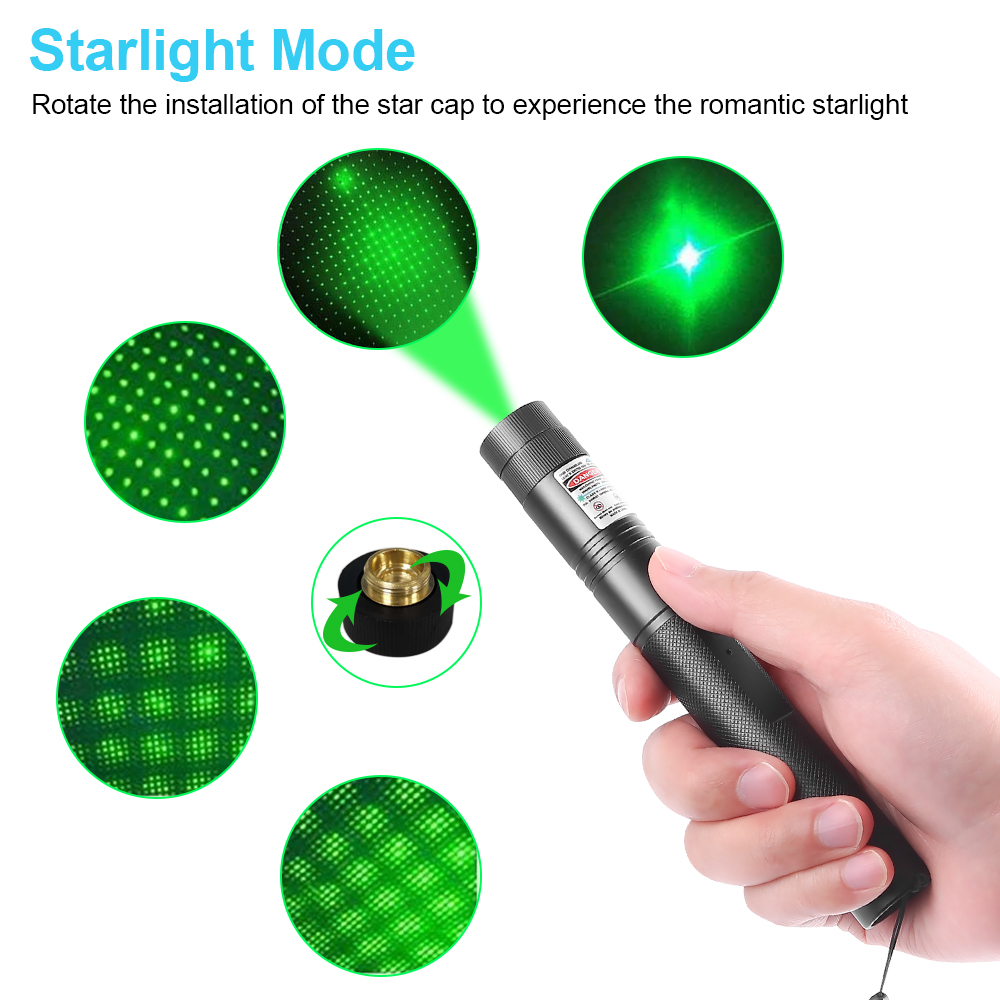 Green Laser Pointer Lazer Pen with Safety Keys, Free charger + battery ...