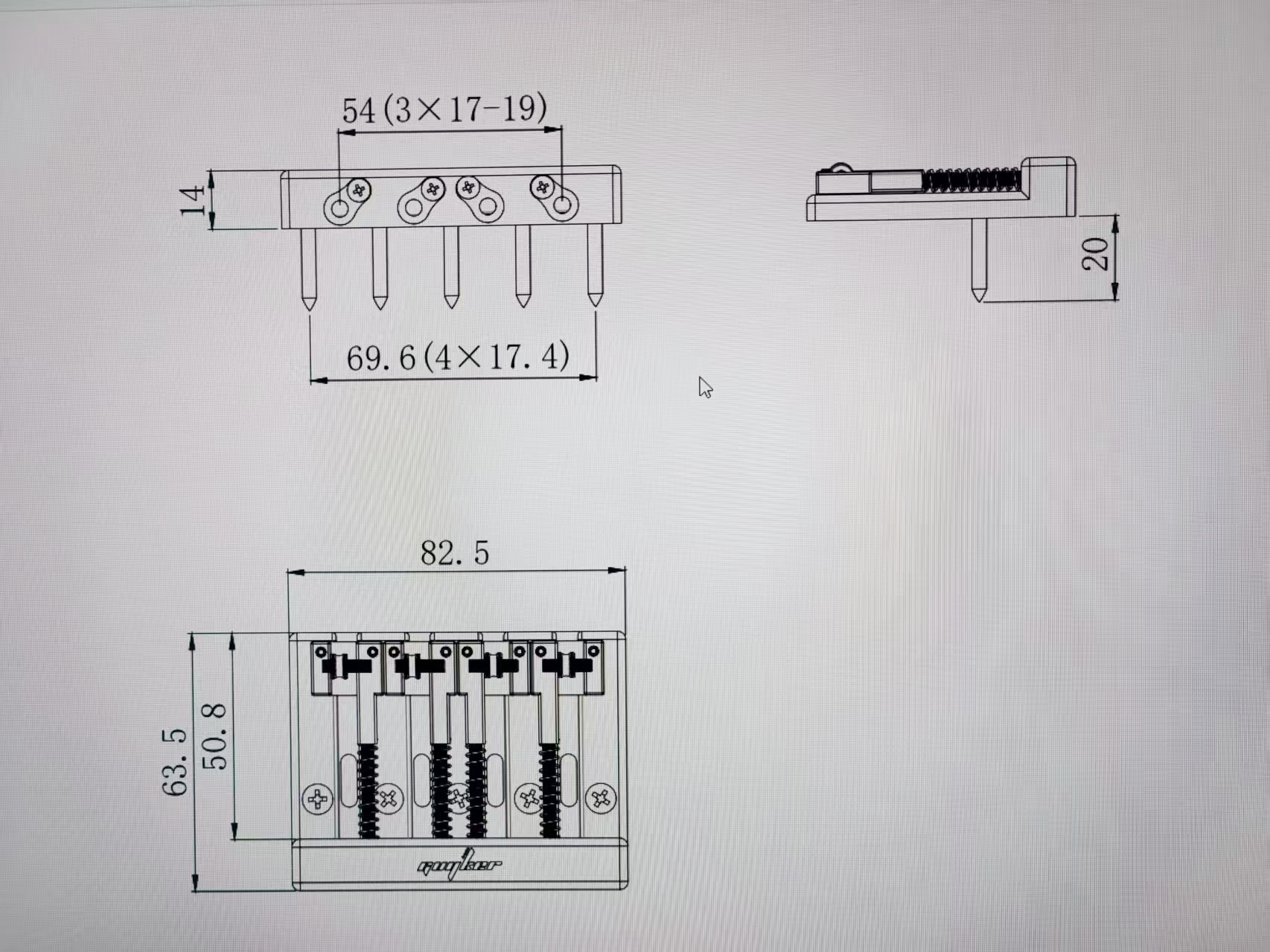 Bass bridge, ball saddle, 4 string, three colors, please refer to the ...