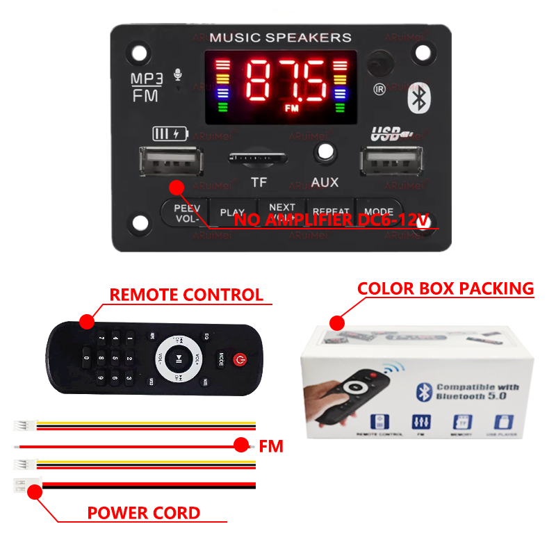 DC 6V 12V Bluetooth Amplifier Board 5.0 APE Module Hands-free Car Audio ...