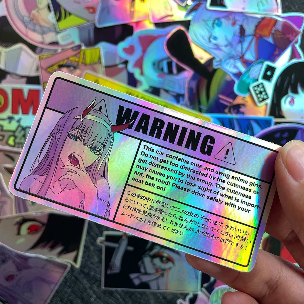 JDM Reflective Stickers Girl Anime Heart Eyes Waifu Ecchi Laser Decal ...