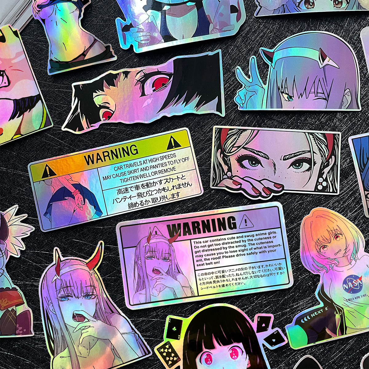 JDM Reflective Stickers Girl Anime Heart Eyes Waifu Ecchi Laser Decal ...