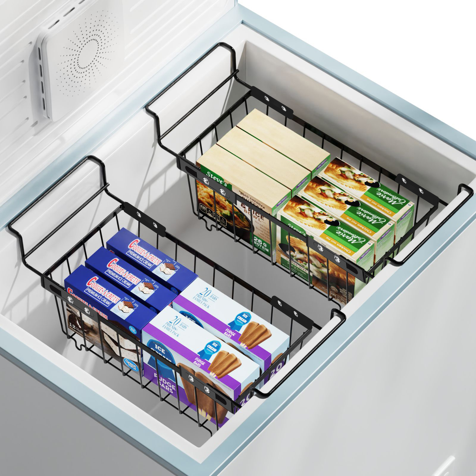 HSY 4-Pack Stackable Chest Freezer Basket Space Saving Kitchen Storage ...