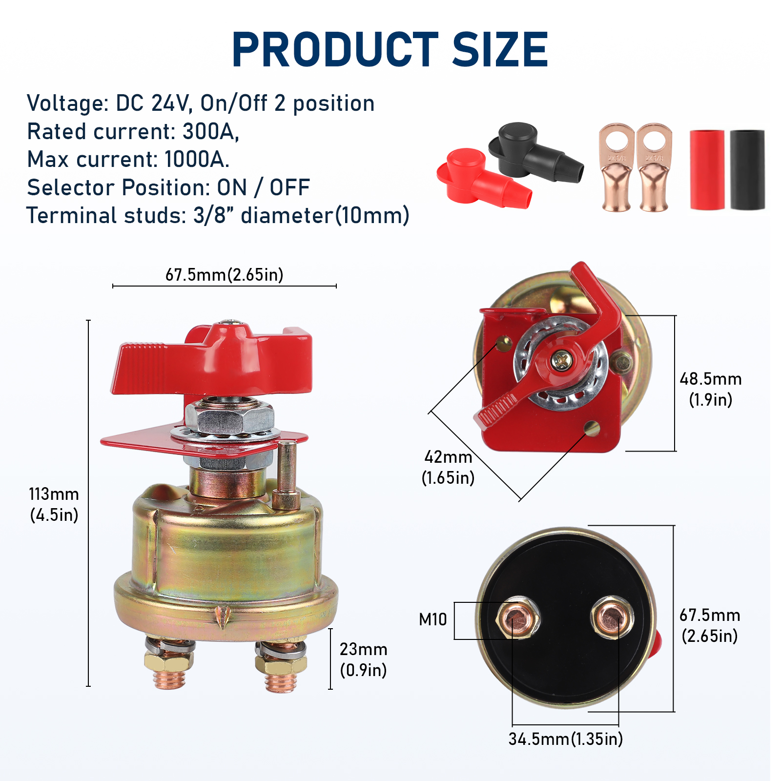 Heavy Duty 12 - 48V 300A Cut Off Rotating Isolator with Keyhole Marine ...