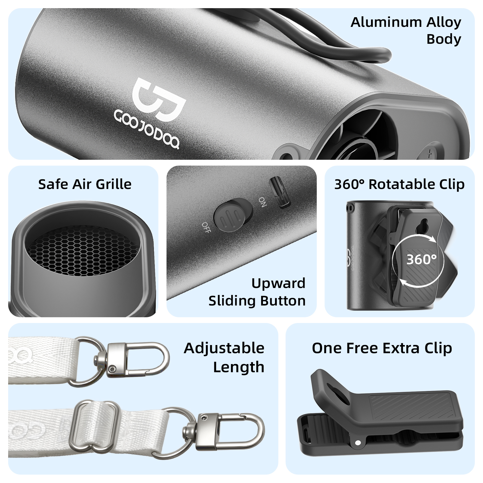GOOJODOQ 3600mAh Clip-on Waist Fan Mini Portable for Outdoor Cooling ...