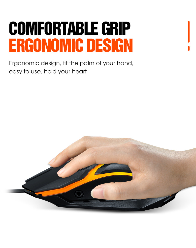 V1 Gaming Mouse for PC and Laptop Featuring 7-Color Breathing Lights ...