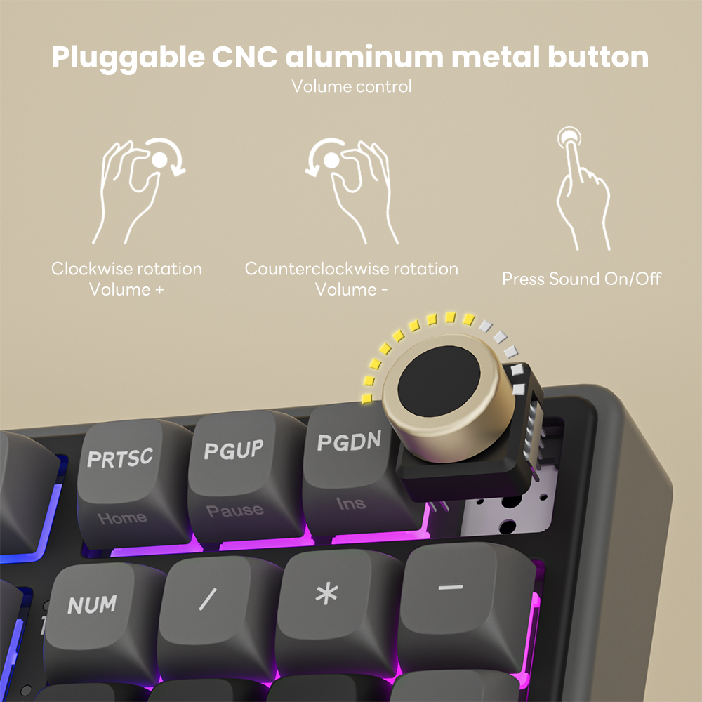 Royal Kludge RK R98Pro Phantom 98 Key RGB Wired With Knob Mechanical ...
