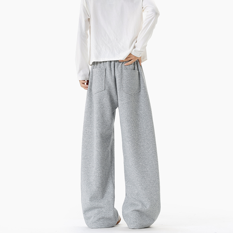 HOPE American retro design wide leg pants Gray scimitar Leisure pants ...
