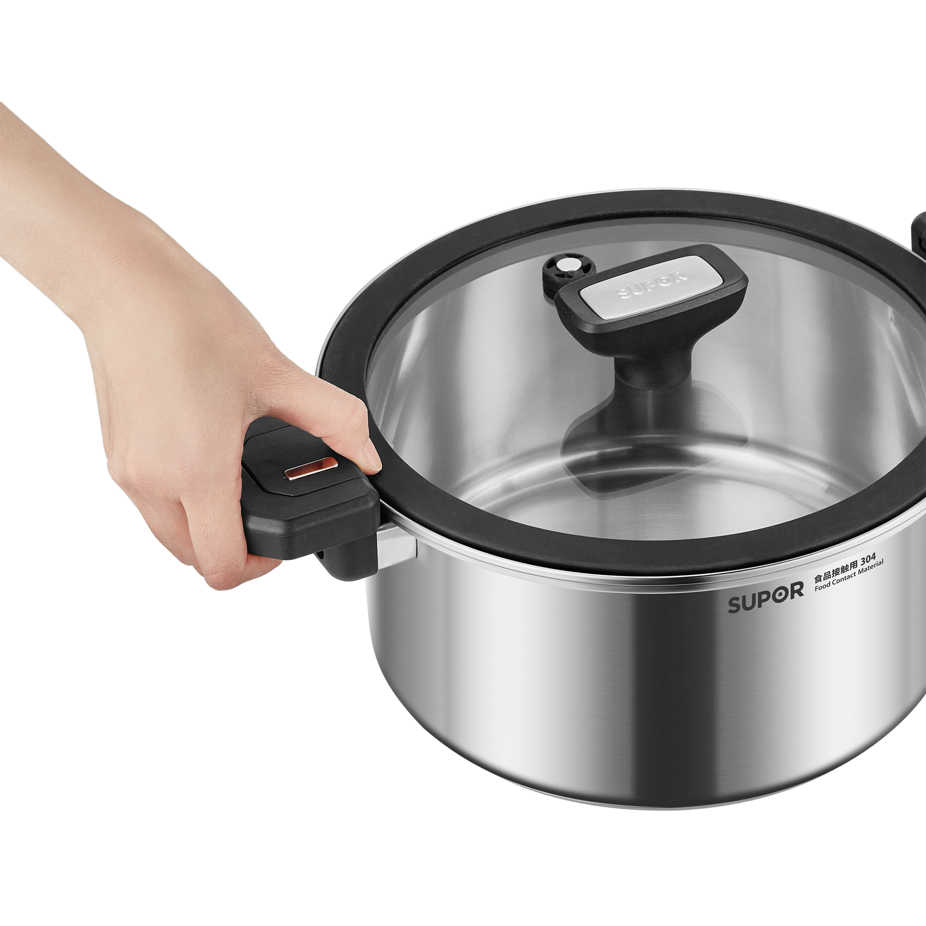Supor 304 Stainless Steel Casserole with lid 24cm 5.2L Micro Pressure ...