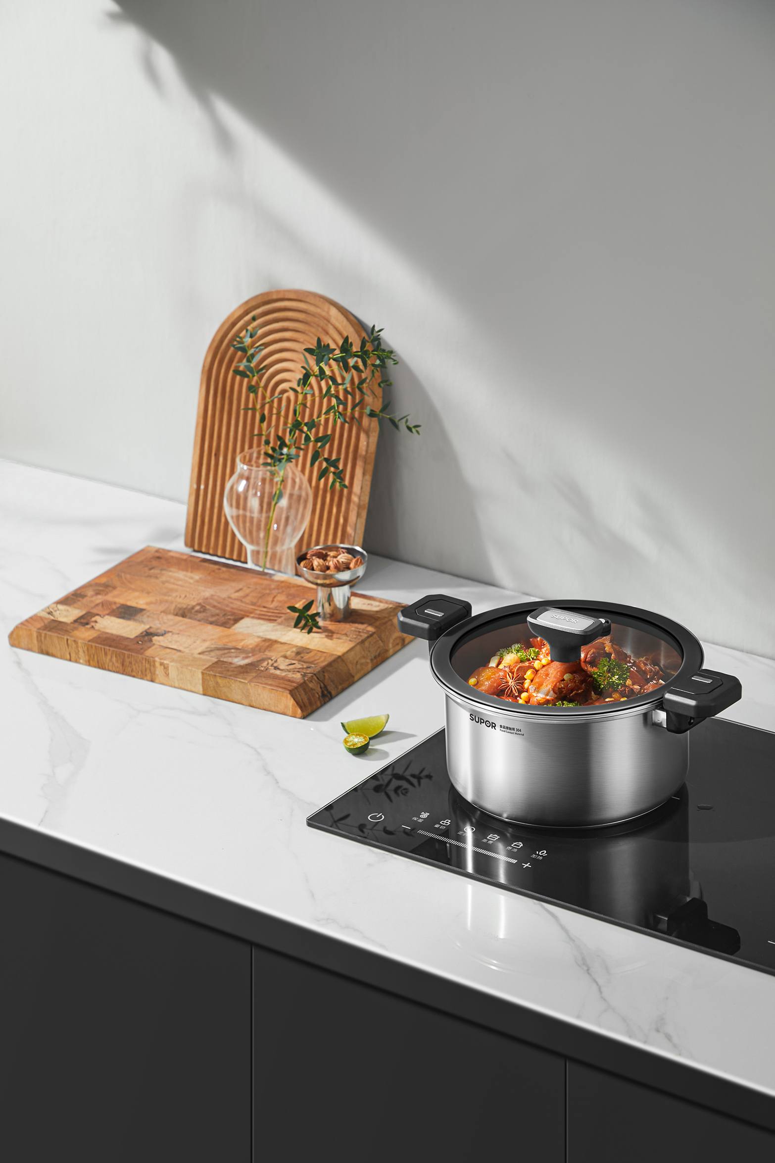 Supor 304 Stainless Steel Casserole with lid 24cm 5.2L Micro Pressure ...