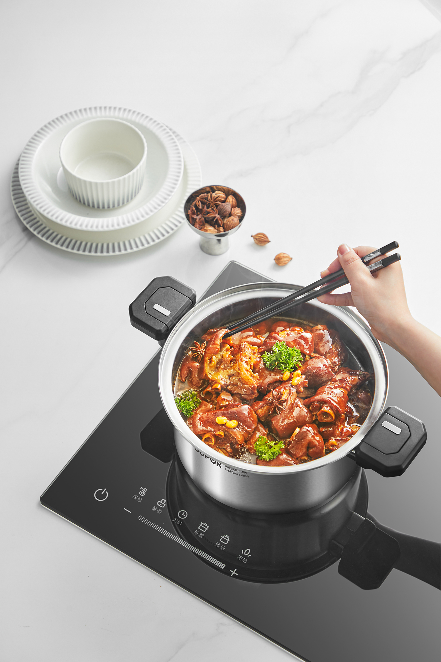 Supor 304 Stainless Steel Casserole with lid 24cm 5.2L Micro Pressure ...