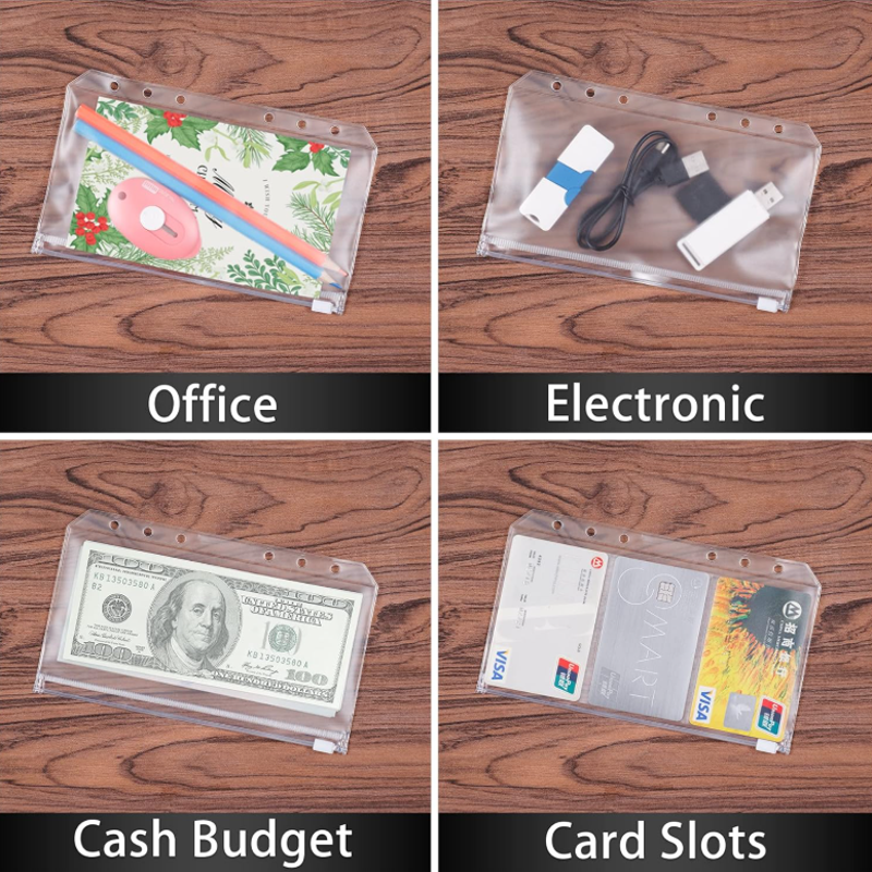 A6 6-Hole Zippered Cash Folder - Organize Money, Planner & Notebook ...