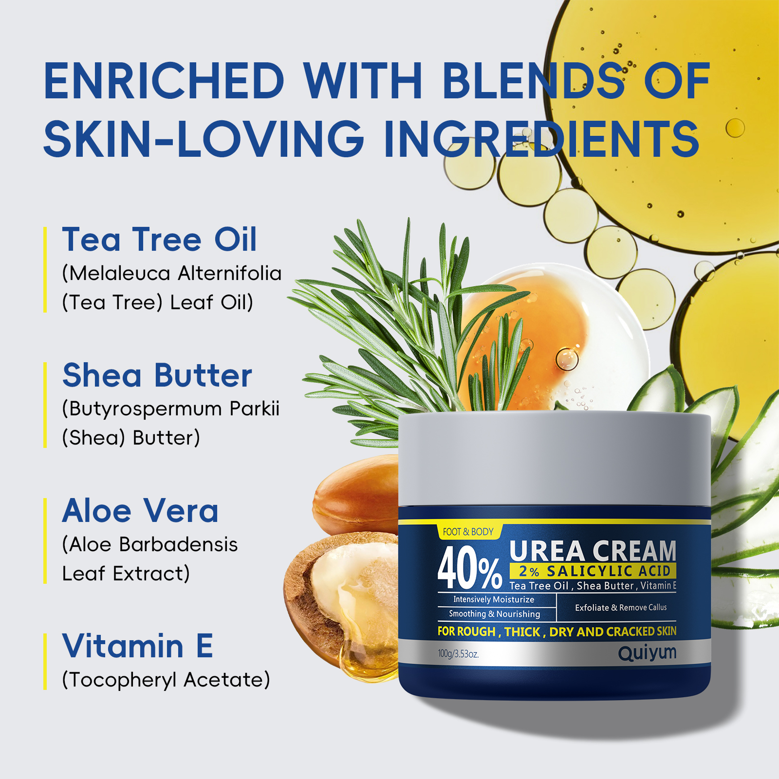 QUIYUM 40% Urea Cream 100g Intensively Moisturize For Body&Foot ...