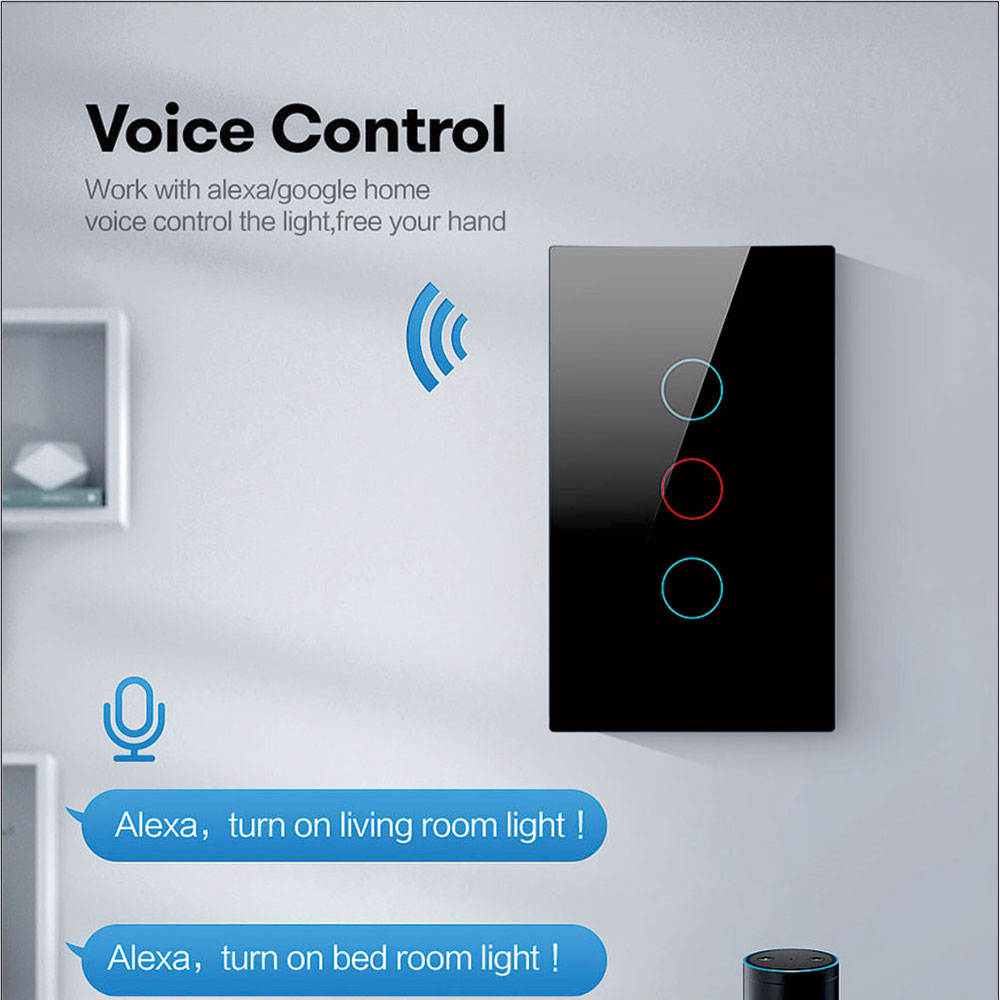 Works with Tuya Smart Life Light Switch WiFi Touch Sensor Smart Switch ...