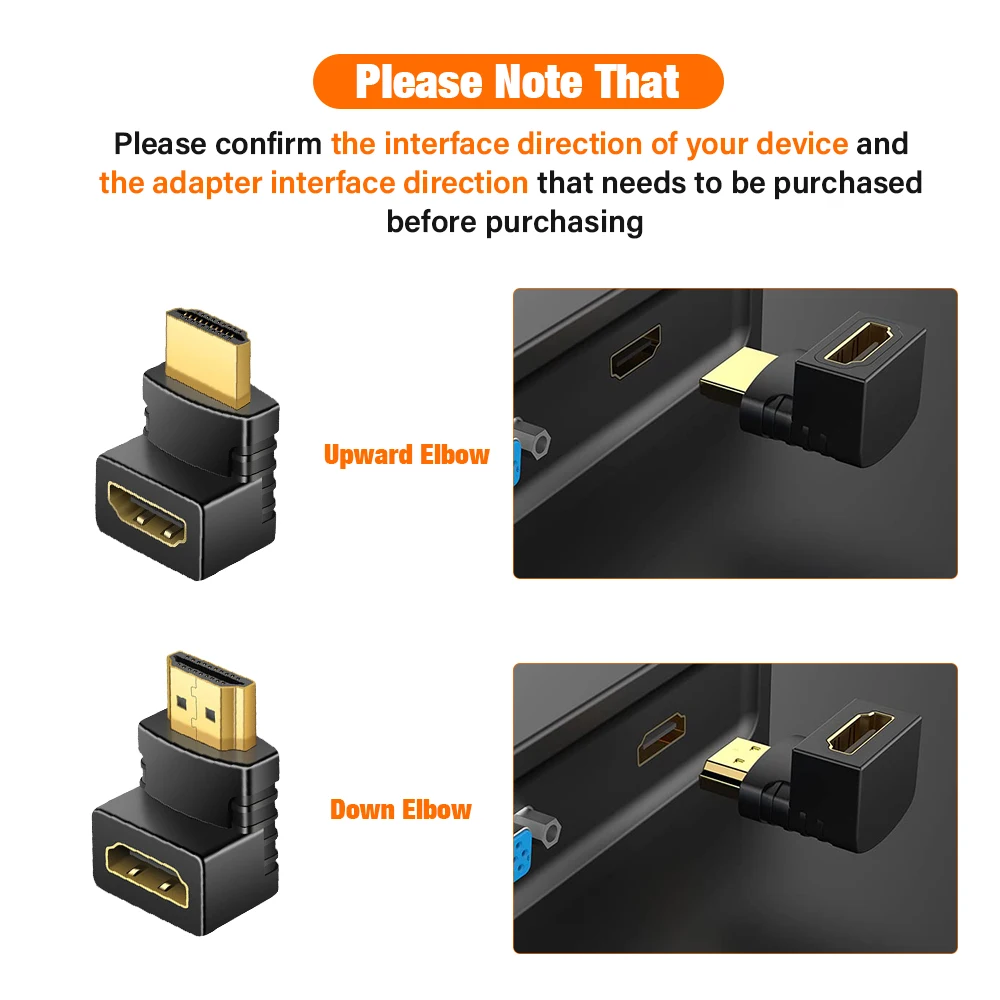 HDMI Converter for TV 4K 270 Degree Right-angle Connecting Hubs Audio ...