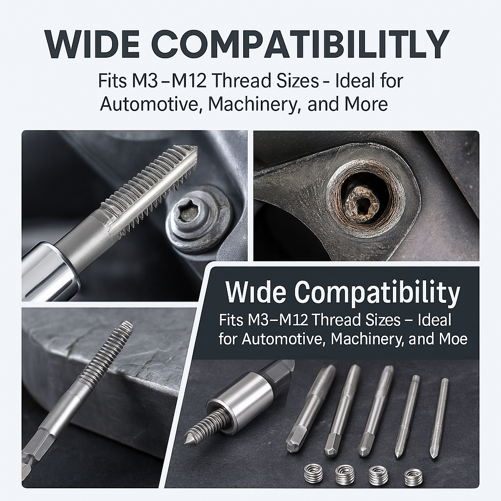 4-in-1 Thread Repair Kit Set | Screw Extractor + Tap Drill + M3-M12 ...