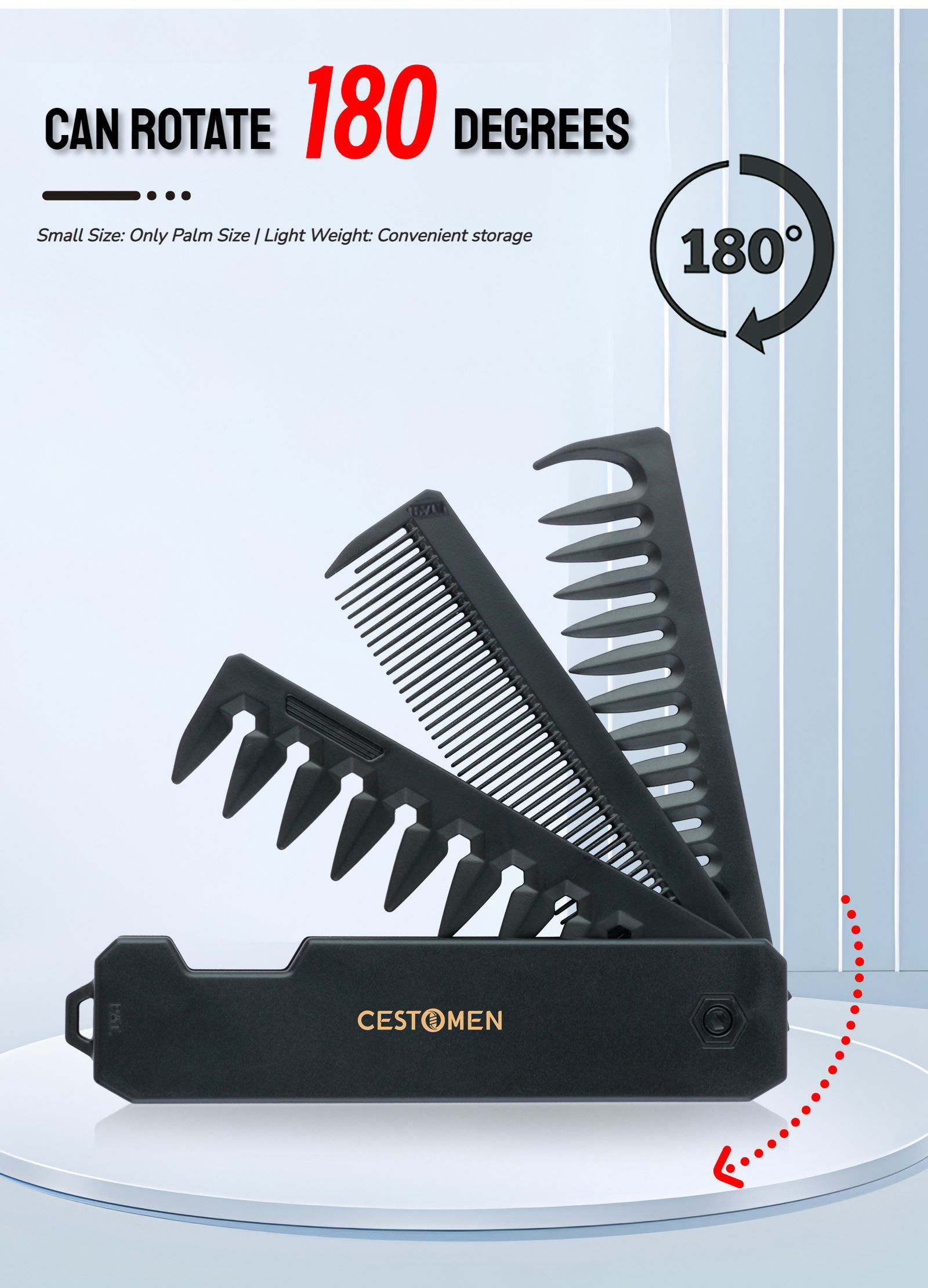 Multifuncional Portable Plastic Folding Pocket Combs Men Oil Head Beard ...