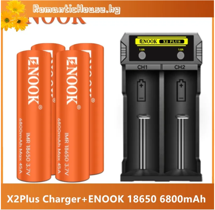 Enook lithium battery 18650 6800mAh 45A 3.7v Rechargeable battery ...