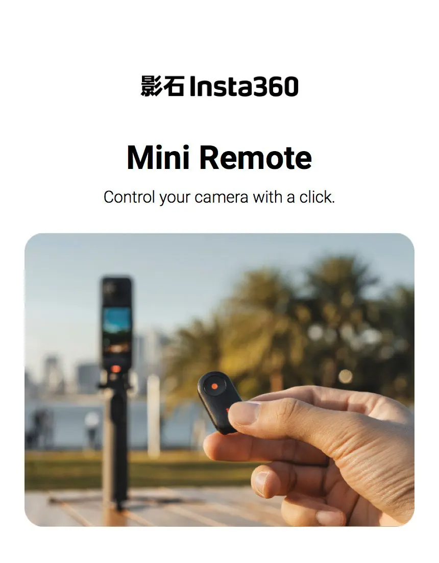 Insta360 Mini Remote Control 33ft 10m Thumb Controller For Insta 360 X5 X4 X3 Ace Pro 2 GO Ultra ...
