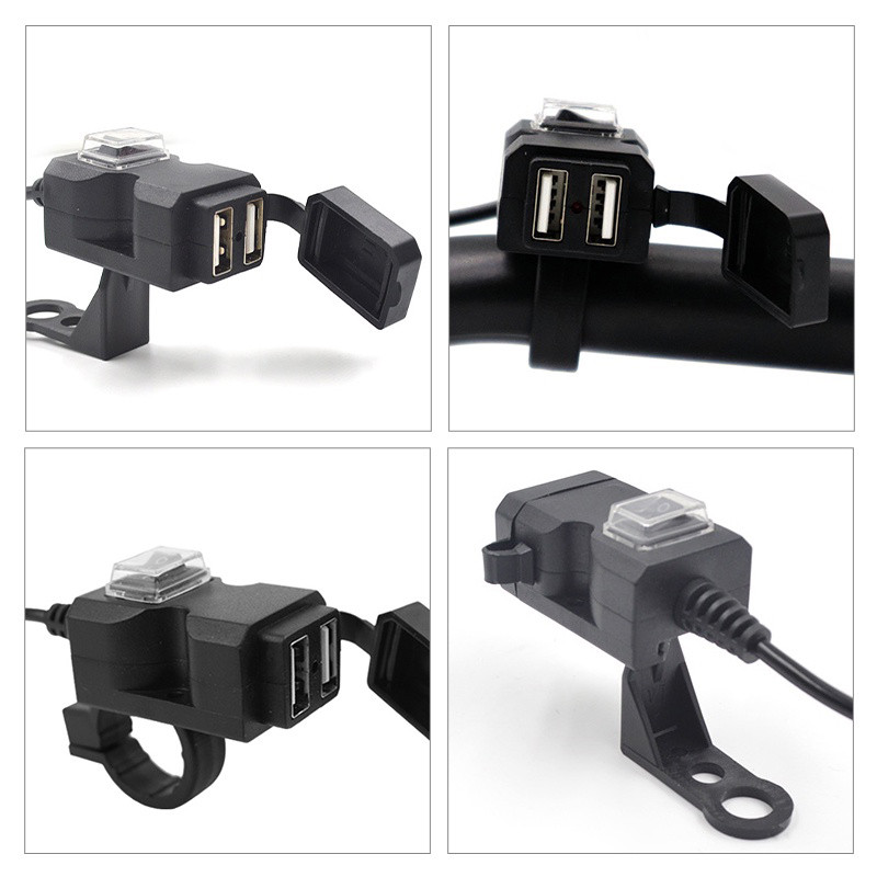 Motorcycle Handlebar Phone Charger 2.1A Dual USB Ports Car Phone ...