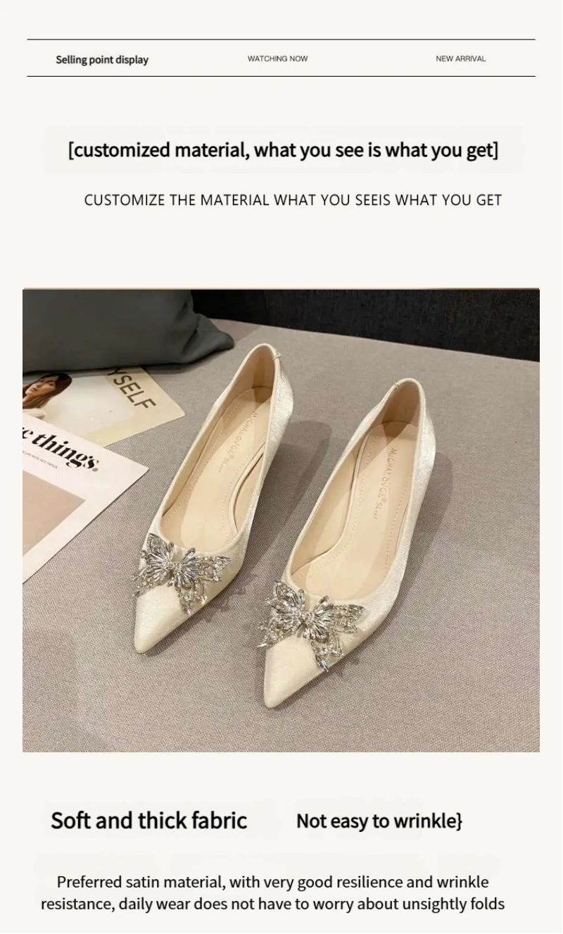 Women's Butterfly Sequined High Heel Shoes - Pointed Toe Stilettos for ...