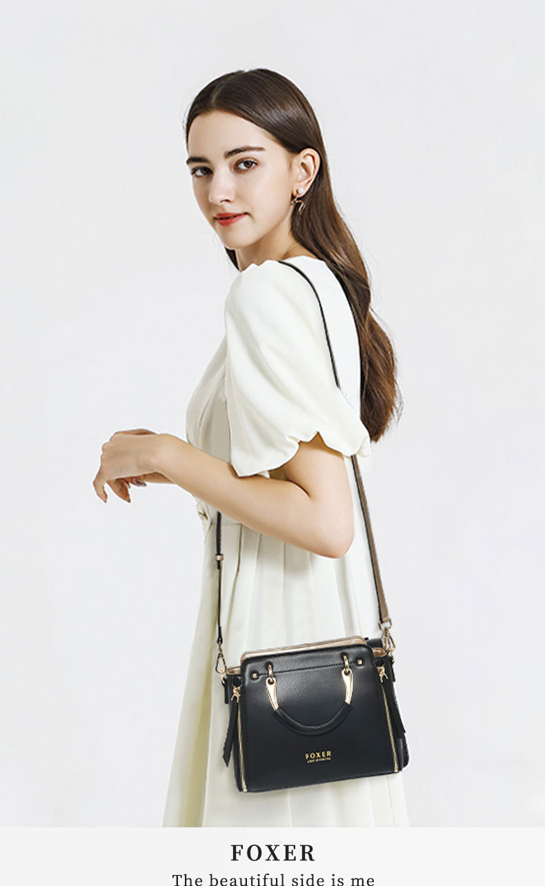 FOXER Genuine Leather Handbag Large Capacity Women's Shoulder Bag ...