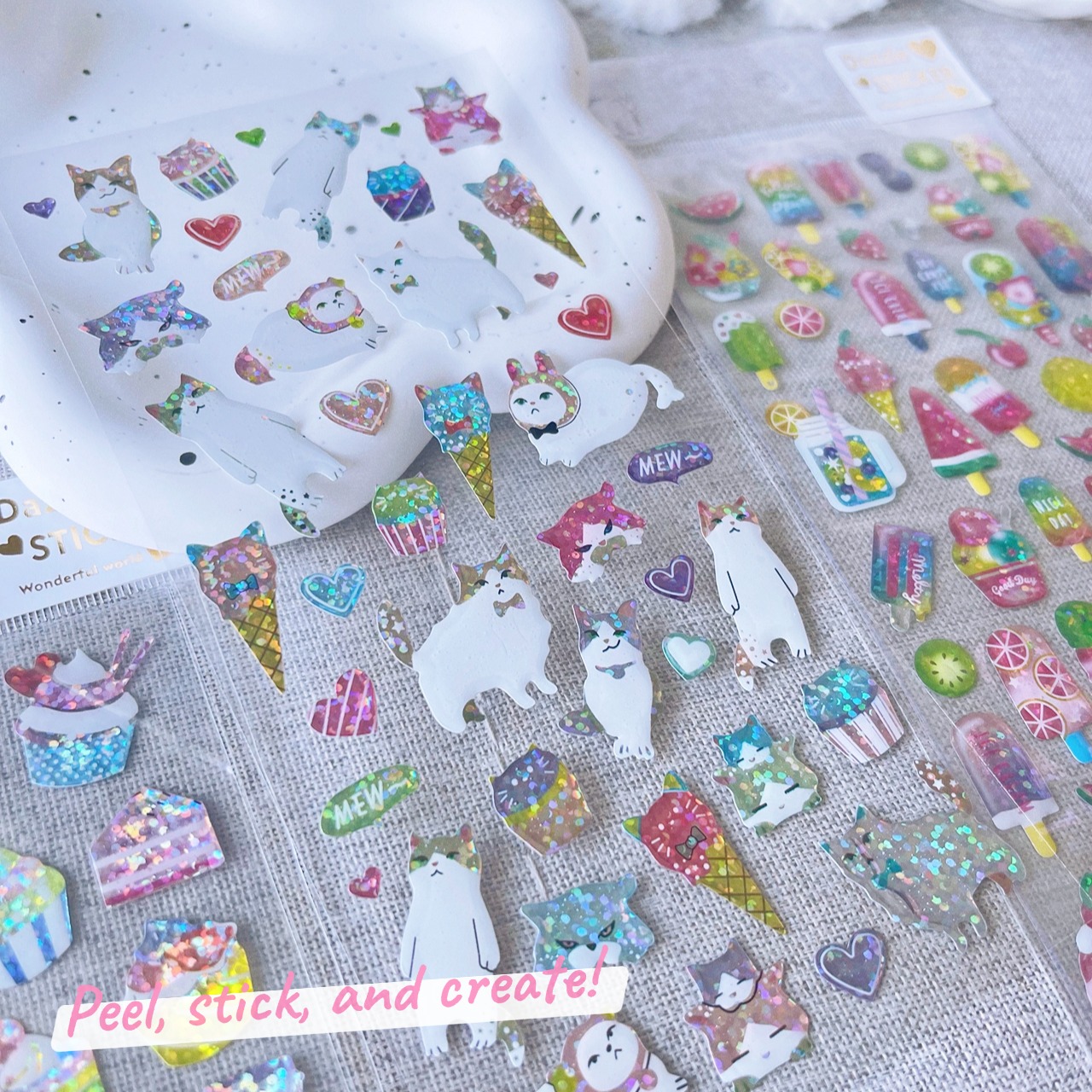 Cute Glitter Sequin Stickers Kawaii Embossed Stickers Phone Case ...
